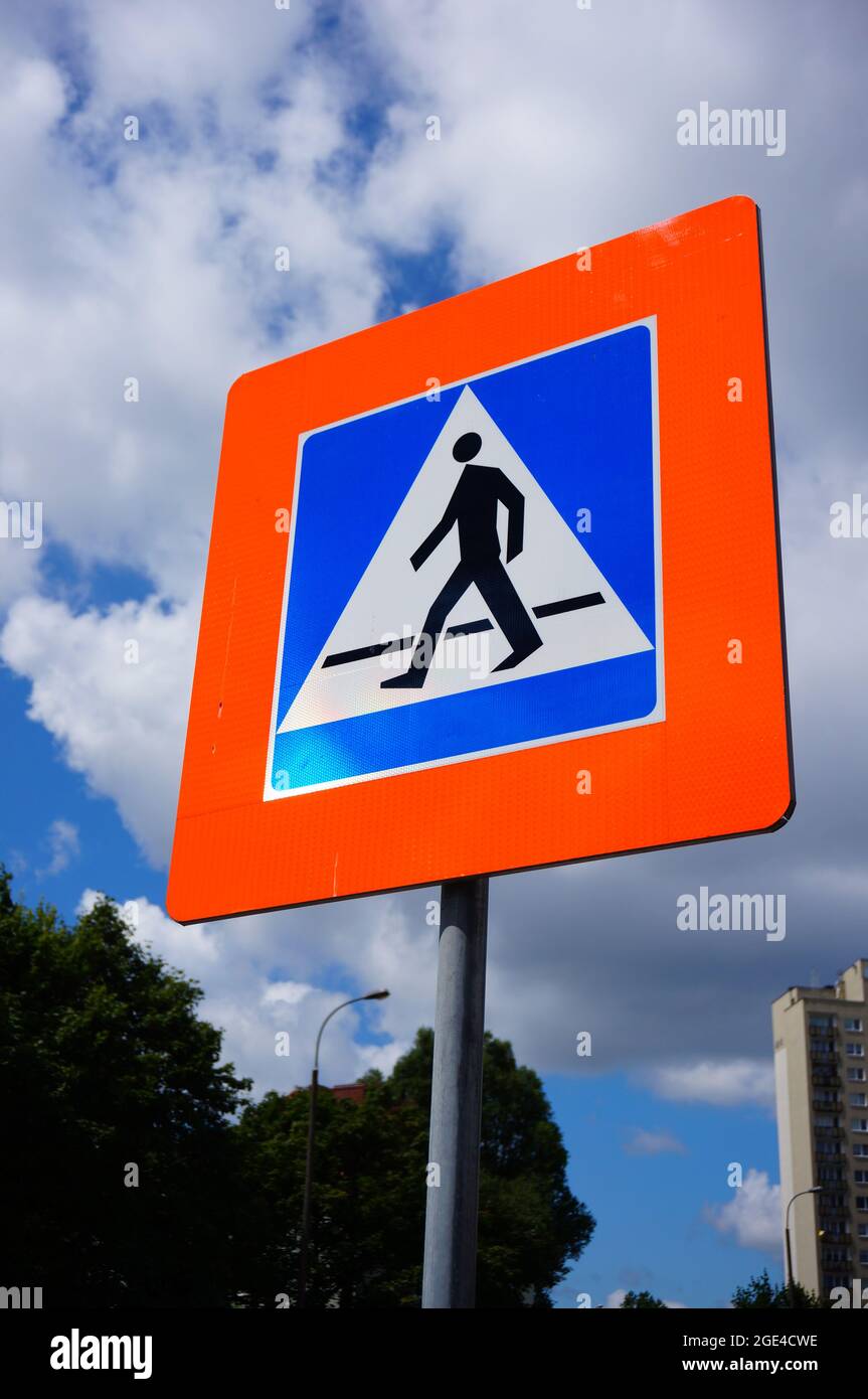 Low-angle shot of a crosswalk sign outdoors Stock Photo - Alamy