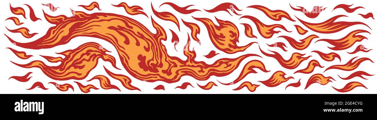 Flames. Editable hand drawn illustration. Vector engraving. Isolated on ...