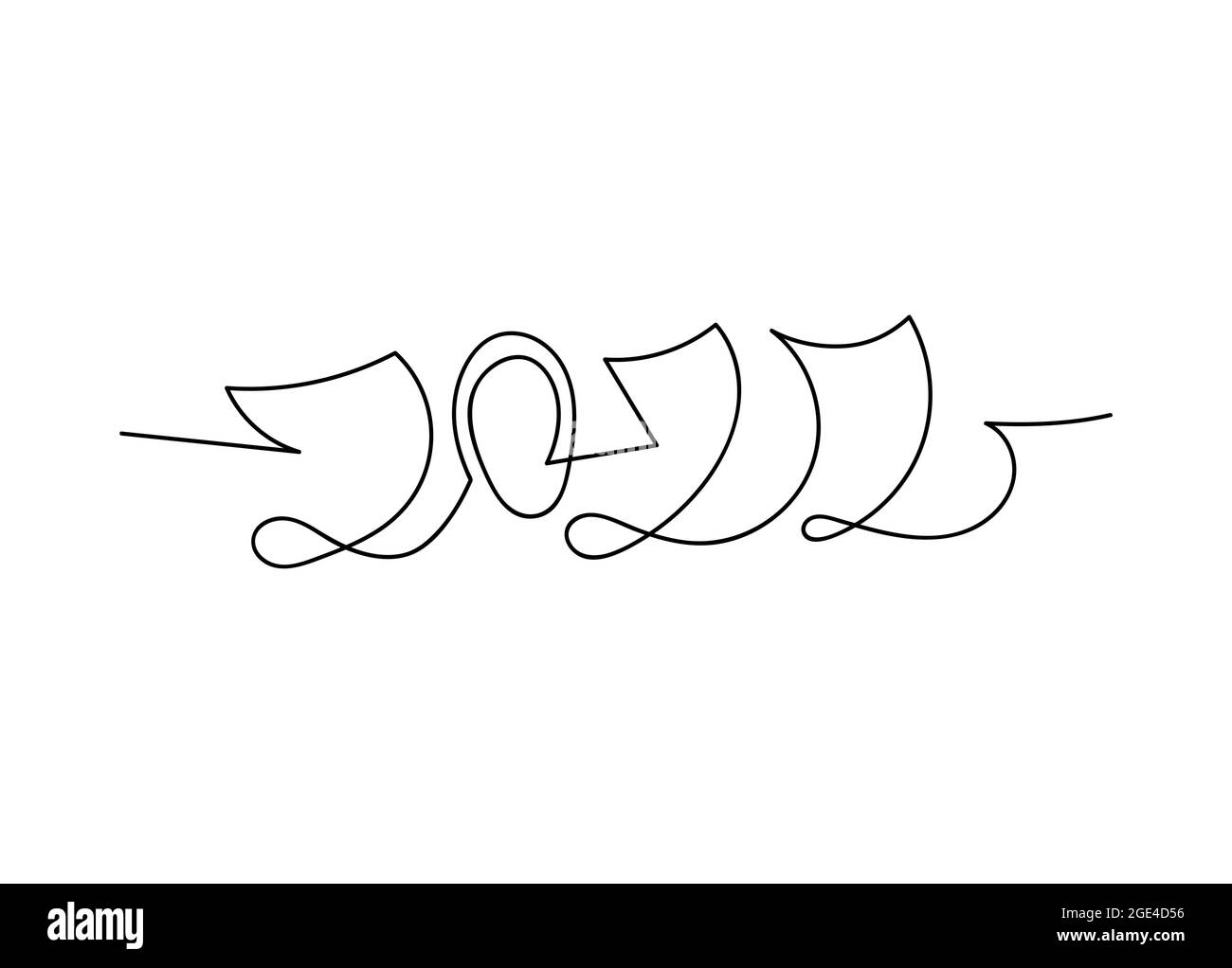 Hand drawn 2022 thin line lettering on white background. Vector ...