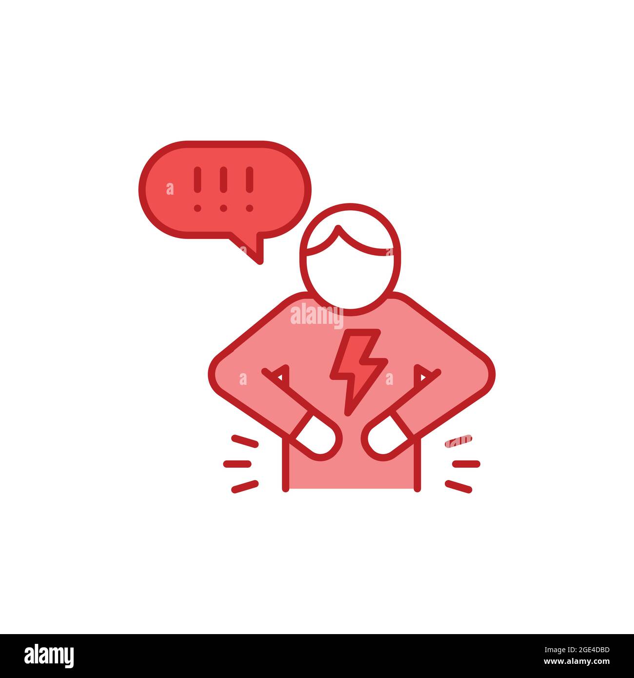 Man with acute pain in stomach. Sign for web page, mobile app, button ...