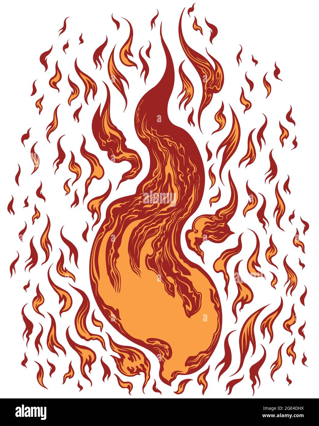 Flame. Editable hand drawn illustration. Vector engraving. Isolated on ...