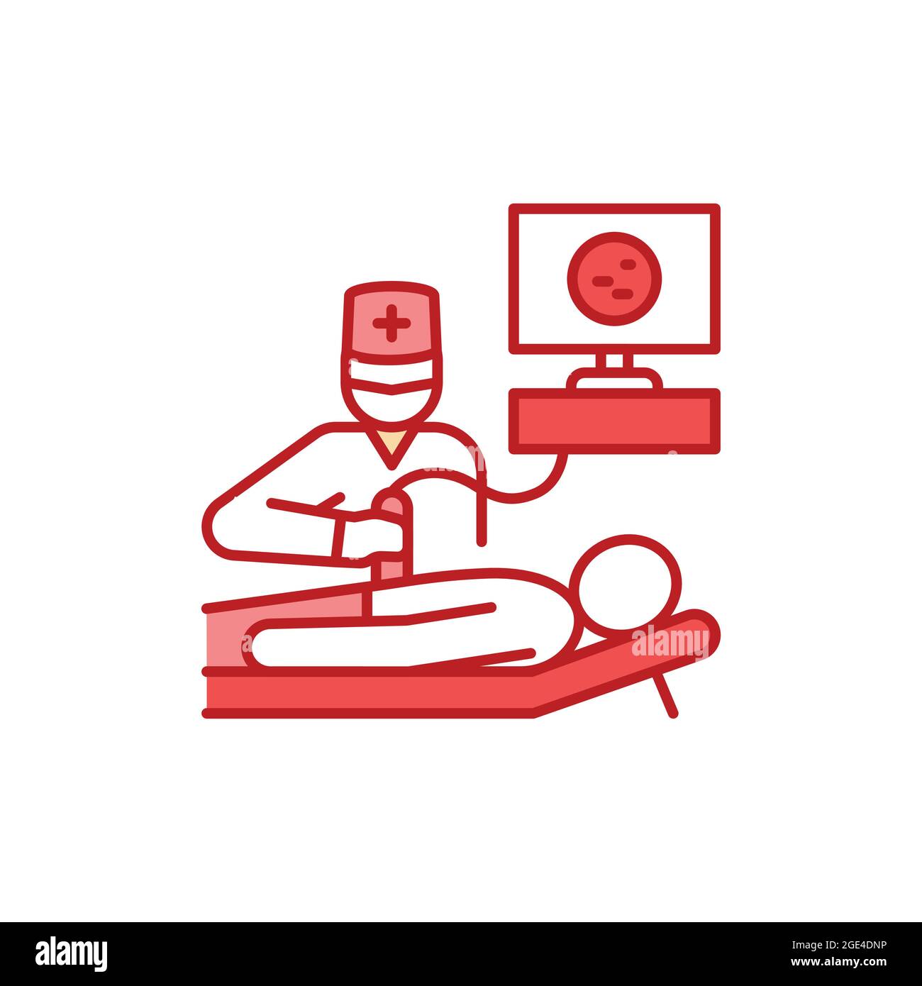 Ultrasound abdominal cavity color line icon. Medical checkup. Pictogram ...