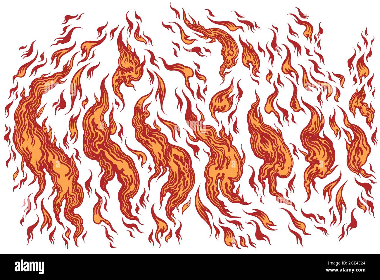 Flames. Editable hand drawn illustration. Vector engraving. Isolated on ...