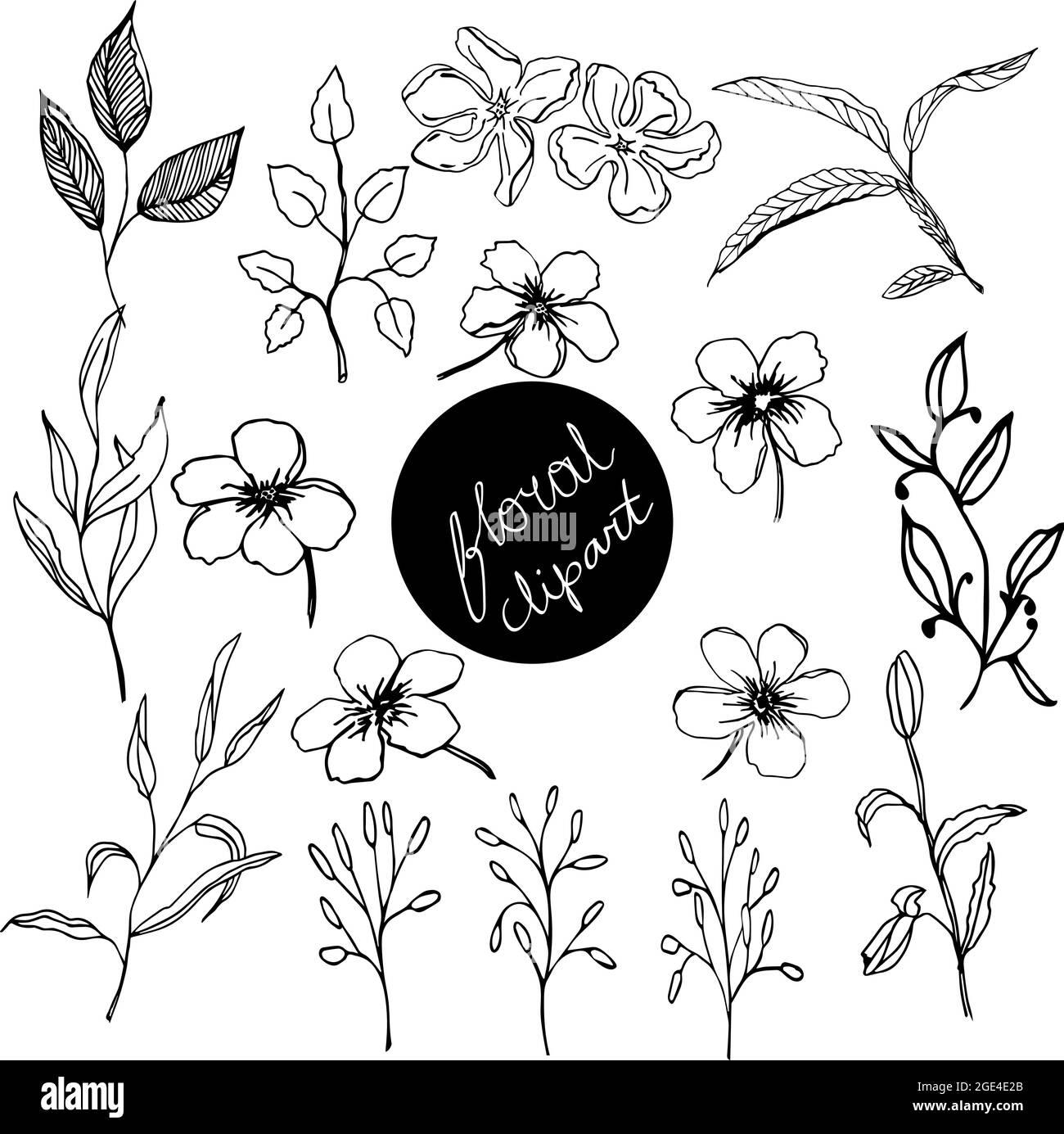 Floral doodle elements hand drawn for logo or tatoo Stock Vector Image ...