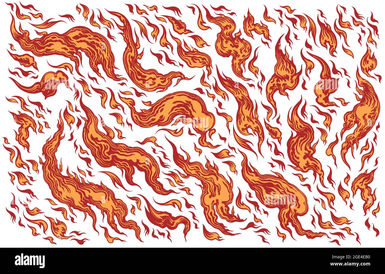 Flames. Editable hand drawn illustration. Vector engraving. Isolated on ...