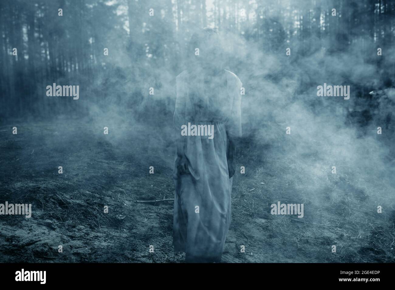 Girl with long black hair in image of scary ghost zombie walks among ...