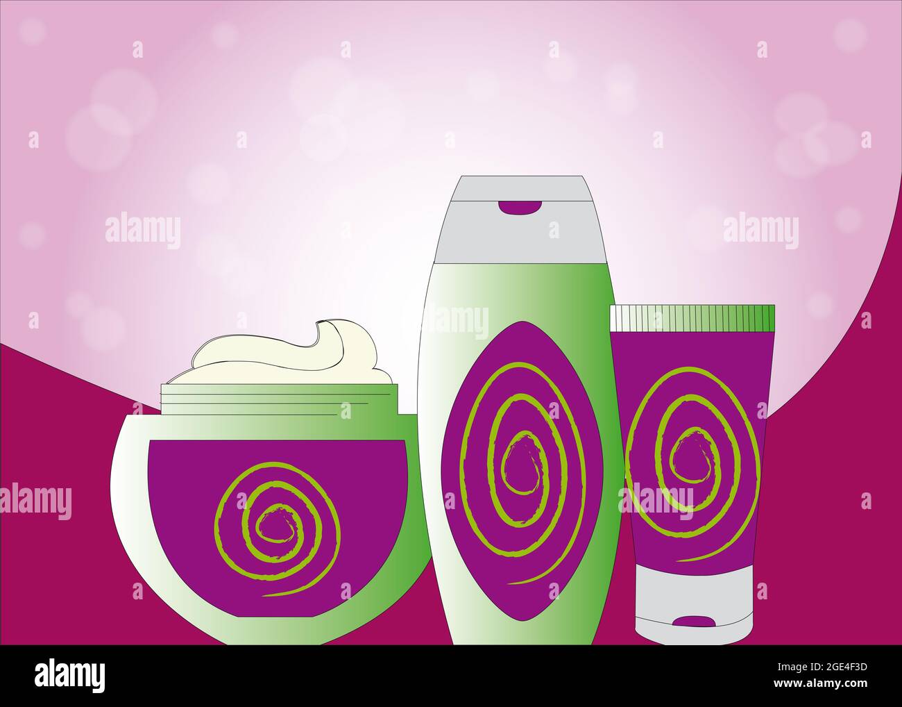 Illustration of moisturizing cream set for skincare on a pink ...