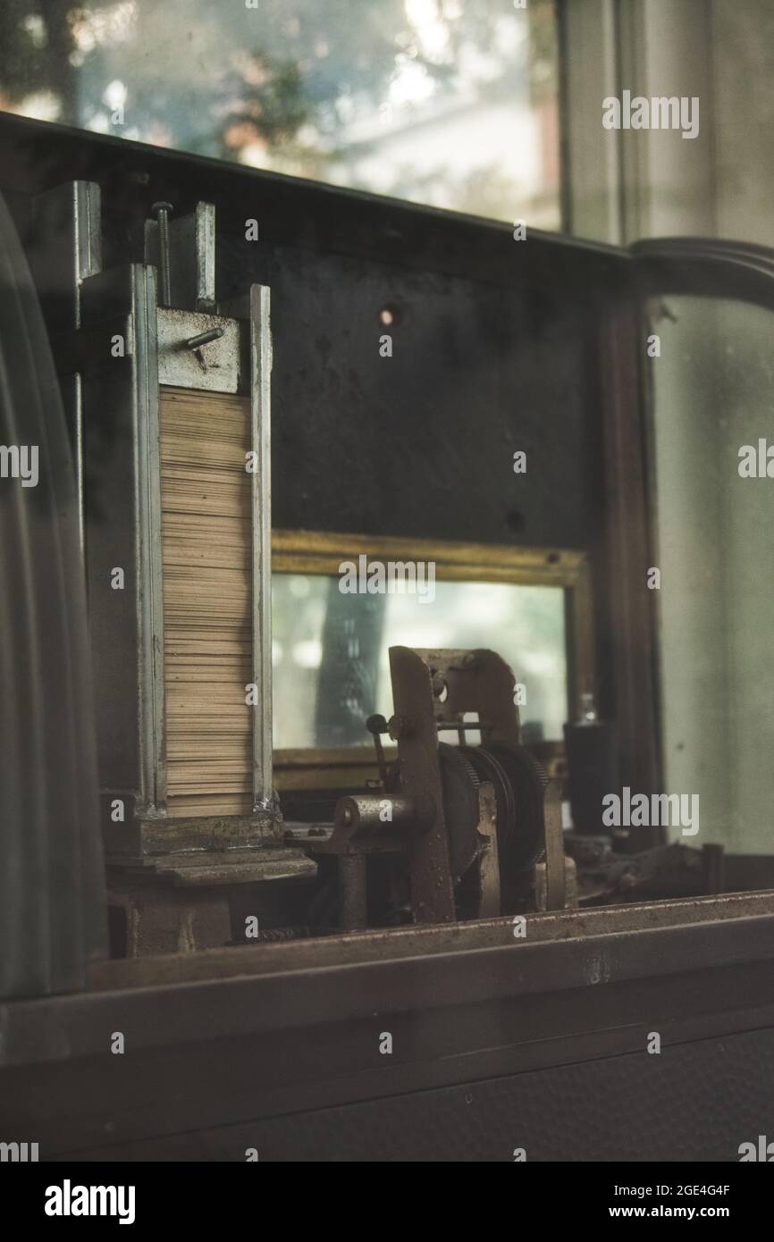 An old personal scale that always stood at railway stations Stock Photo ...