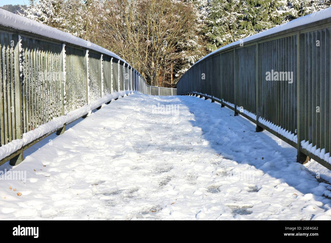 snowy footbridge in winter Stock Photo - Alamy