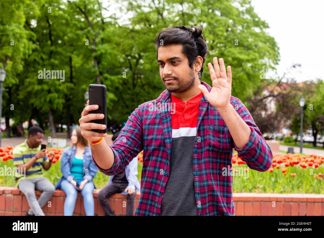 Student having online call with his family Stock Photo - Alamy