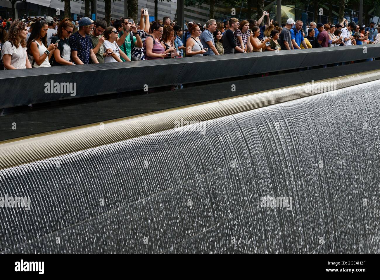 USA, New York City, 9/11 memorial Ground Zero for memory of the victims ...