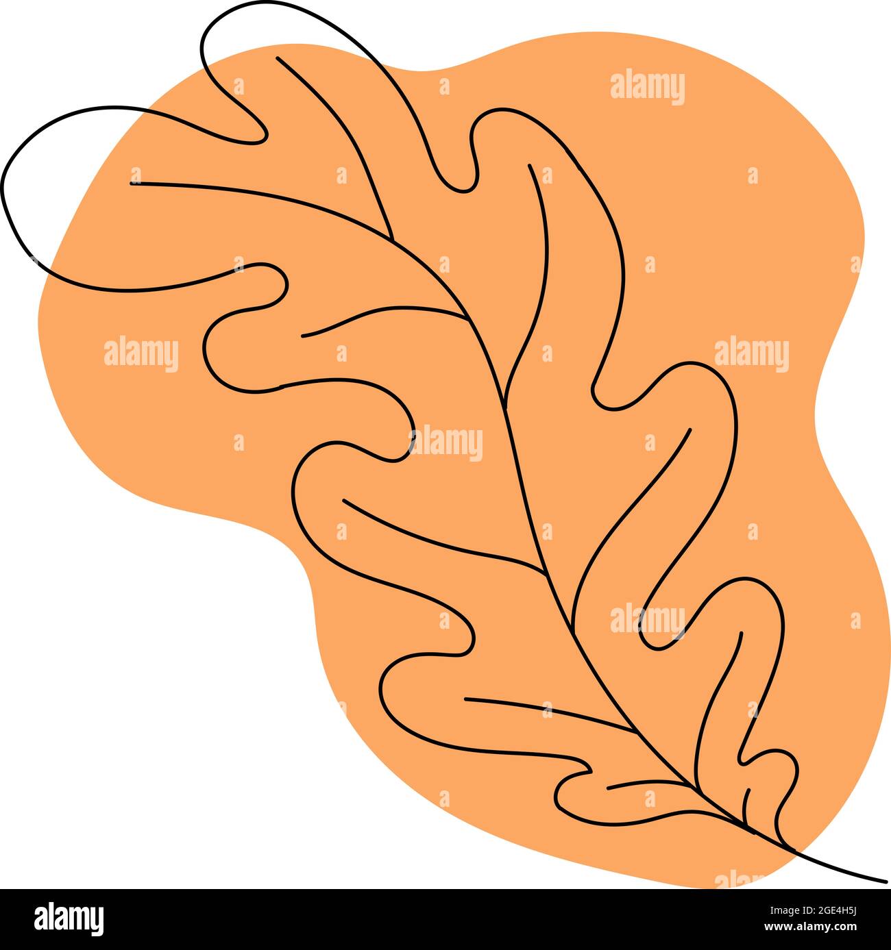 Autumn leaves, black line drawing on colored background, isolated image ...