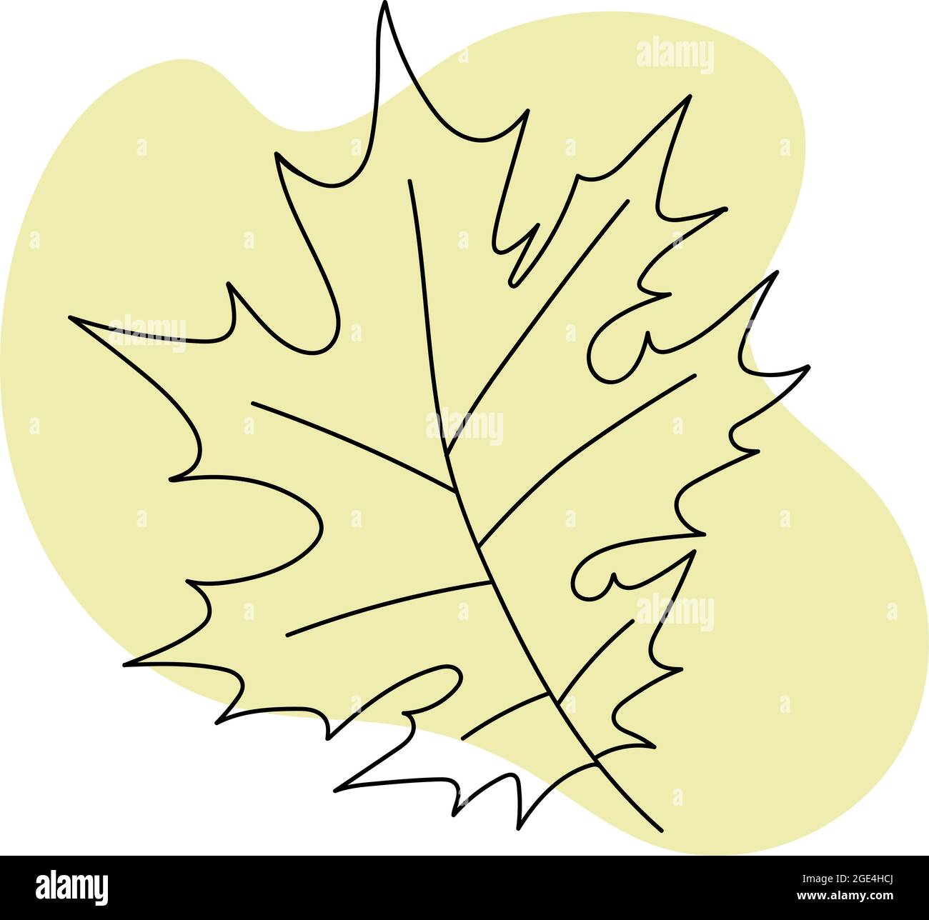 Autumn leaves, black line drawing on colored background, isolated image ...