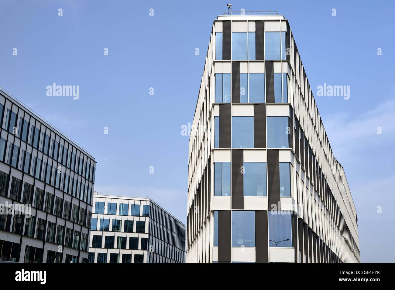 facades of modern, multi-storey office buildings in Poznan Stock Photo ...