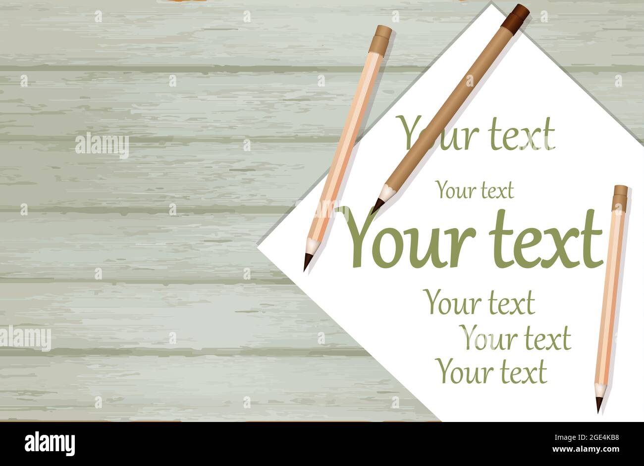 Vector background image on a wood background with a sheet of paper and ...