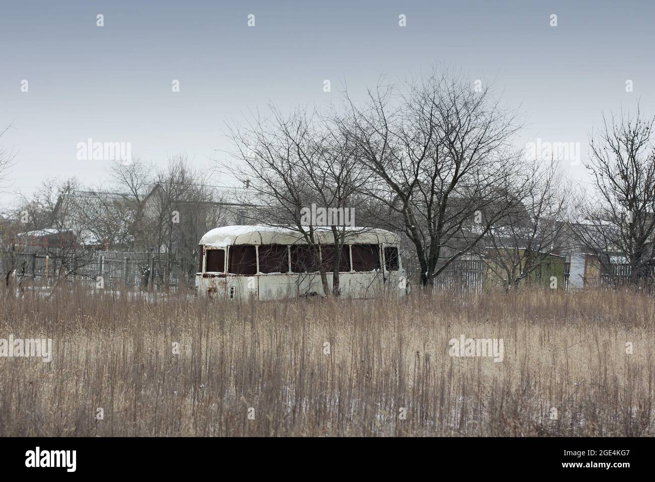 Old rusty bus in the field. Nature Stock Photo - Alamy