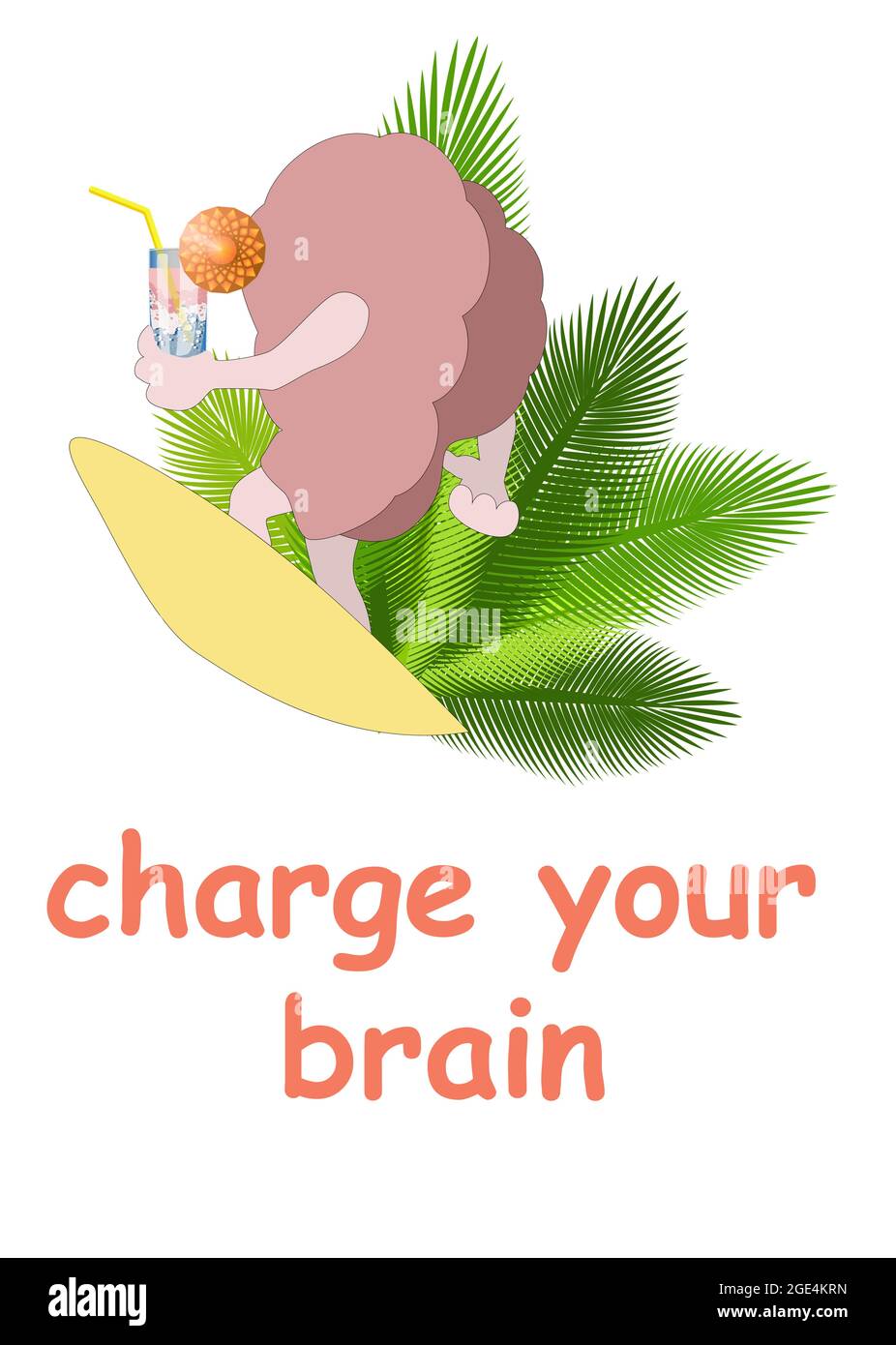 A vector image of a character in the form of a brain combining sport ...