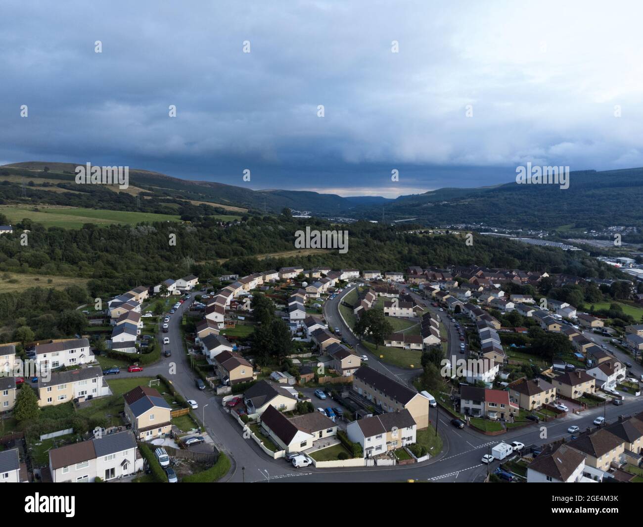 Merthyr Tydfil, South Wales, UK. 16 August 2021. UK weather: An aerial ...