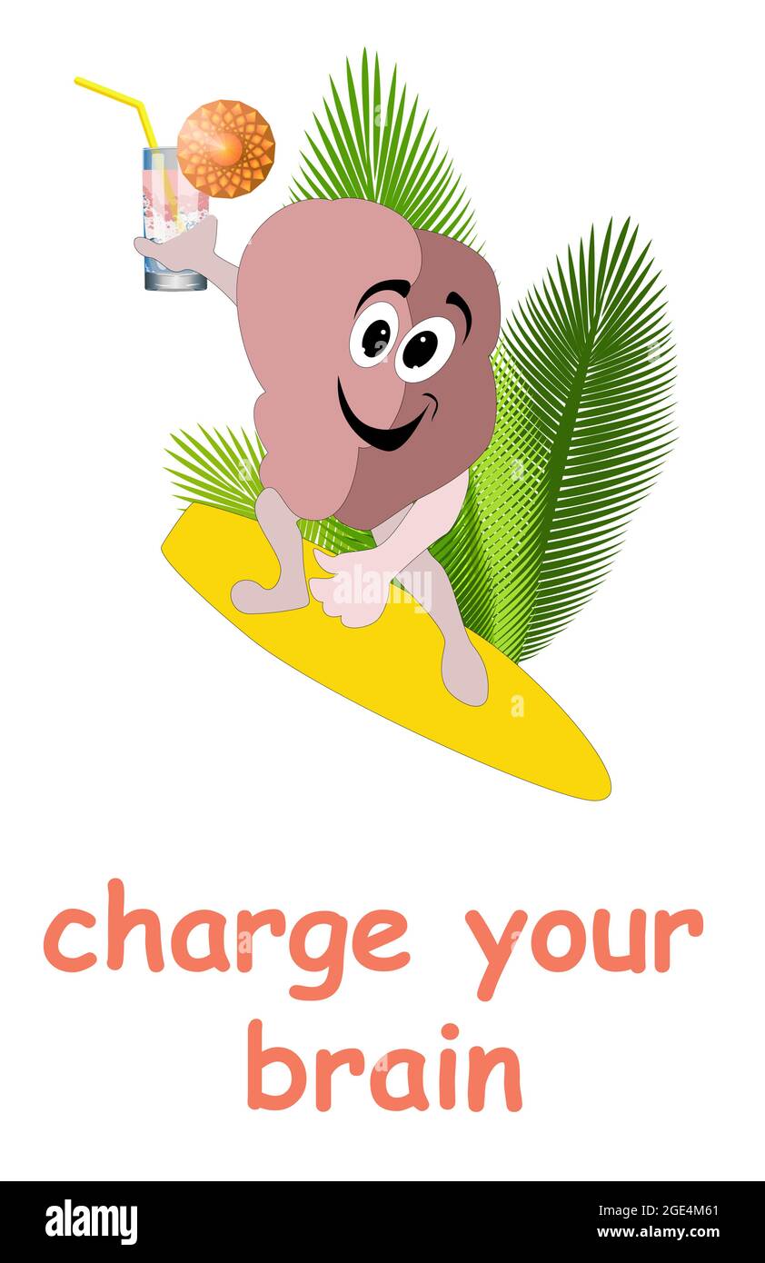 A vector image of a character in the form of a brain combining sport ...