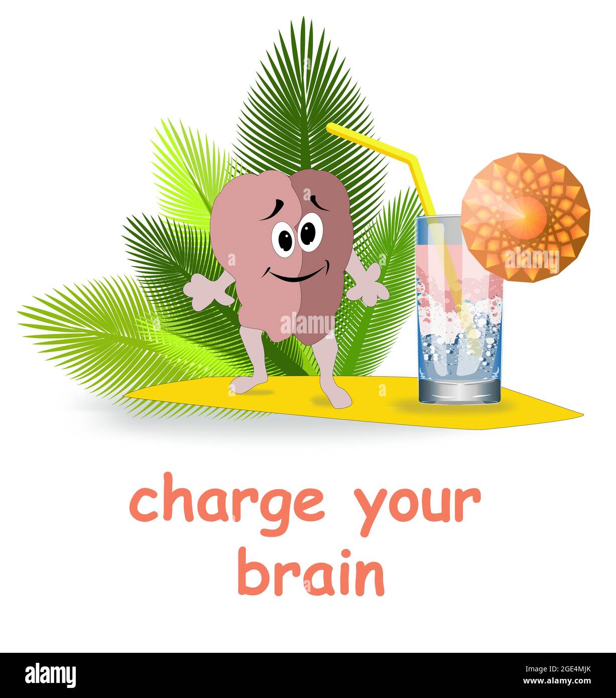 A vector image of a character in the form of a brain combining sport ...