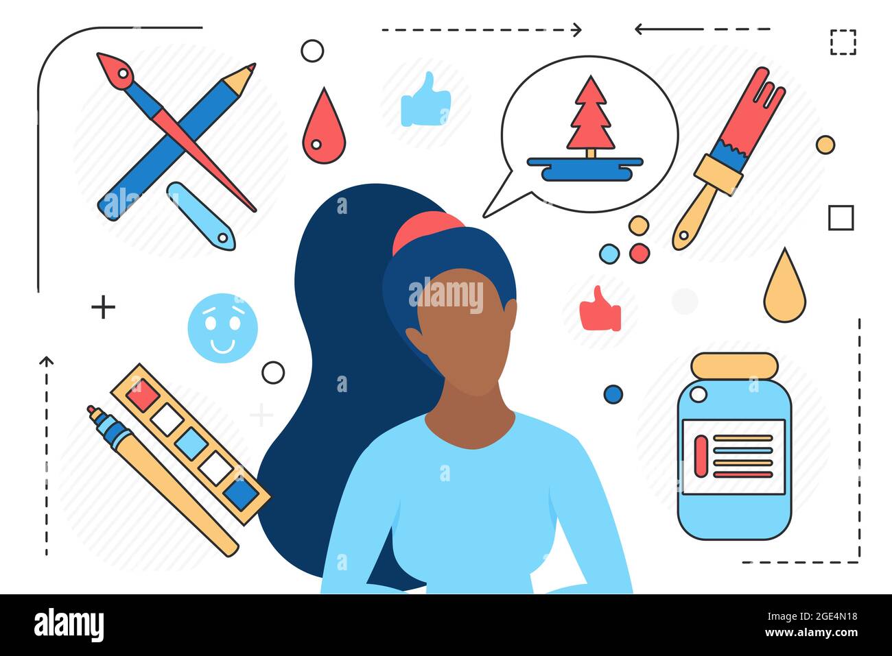 Professional artist work process and tools, art studio agency vector ...