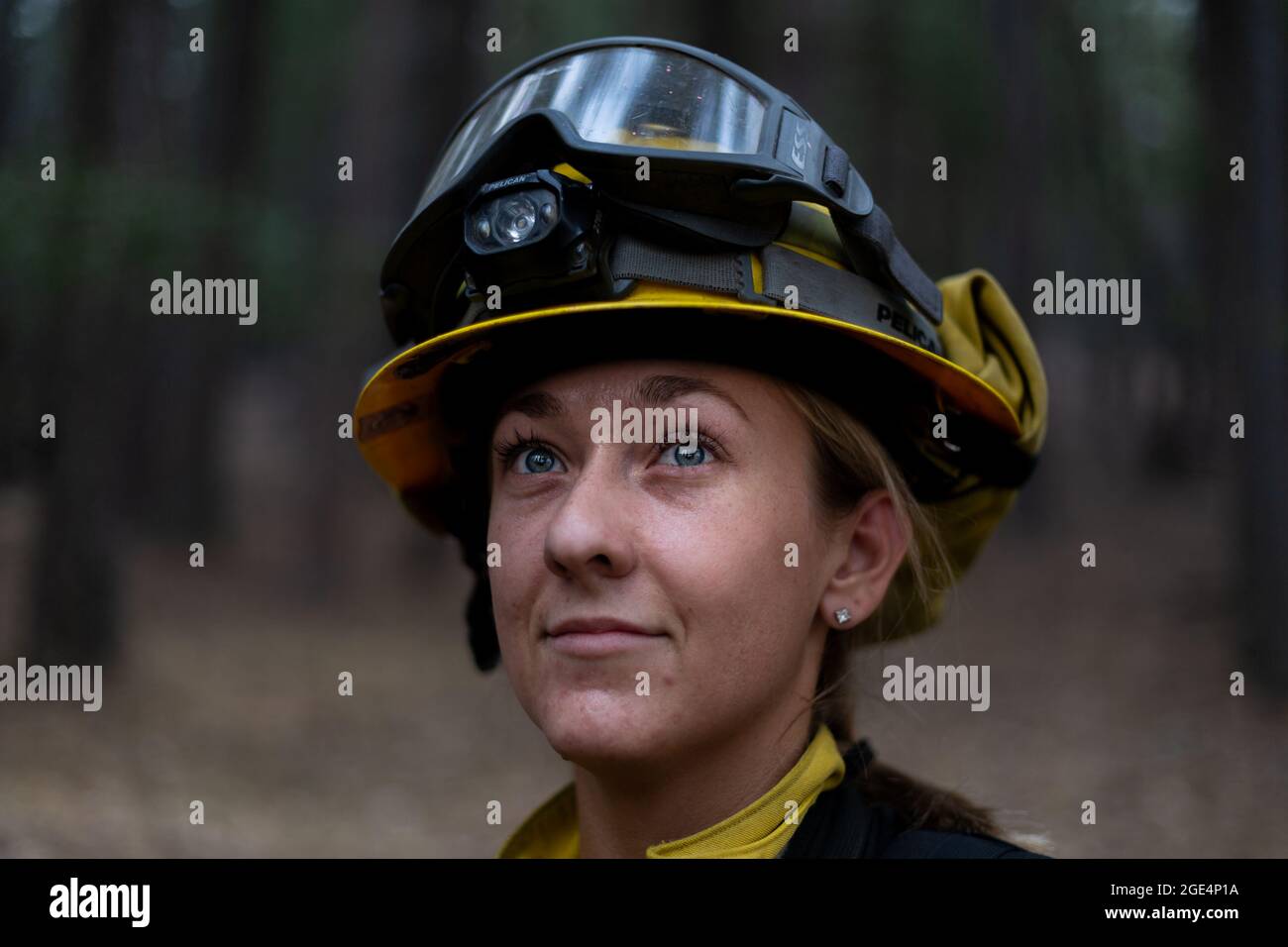 Firefighter Hannah Parnell, 31, poses for a portrait while battling the ...