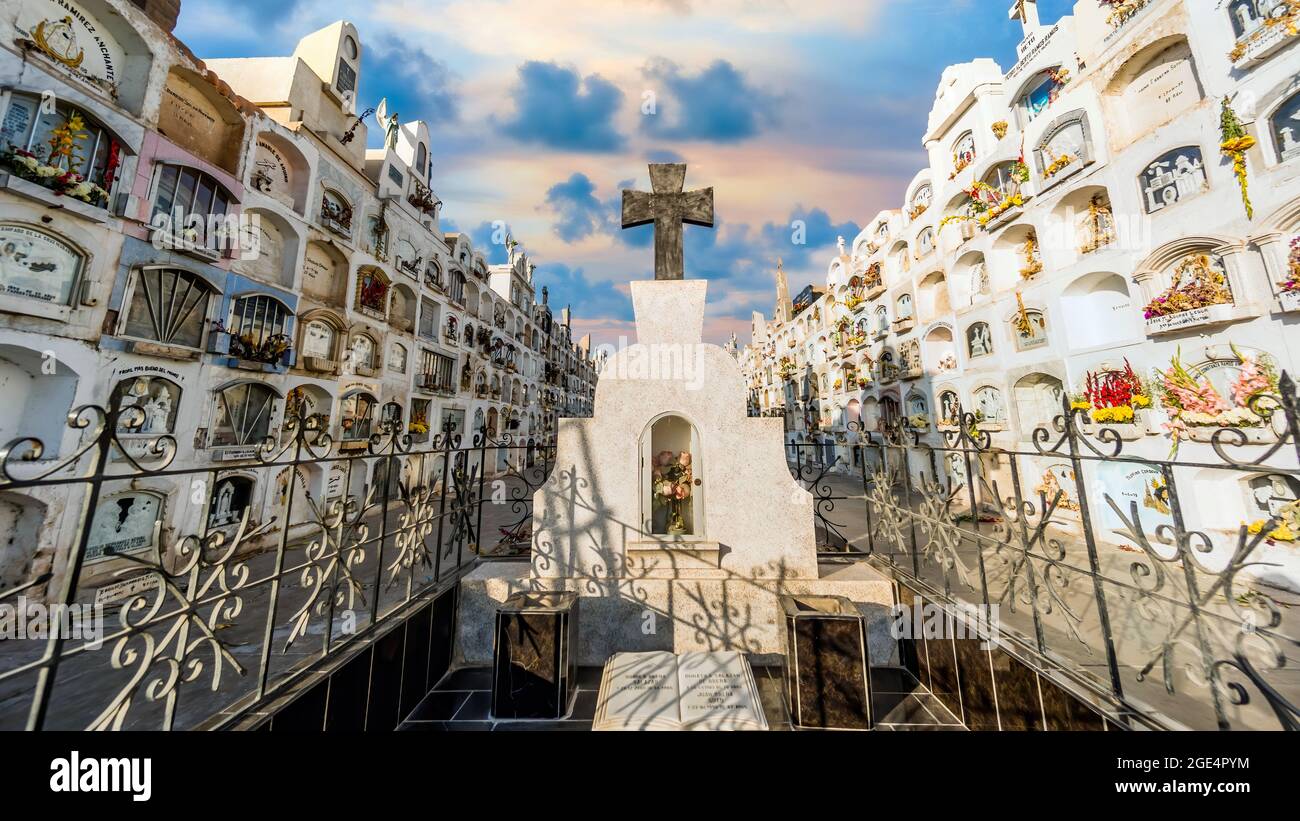 Lima, Peru - August 2017: Traditional cemetery with above the ground ...