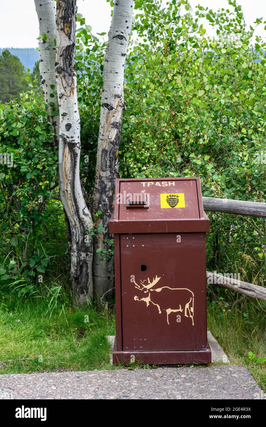 GRAND TETON NATIONAL PARK, WY, USA – JULY 19, 2021: Bear proof garbage ...