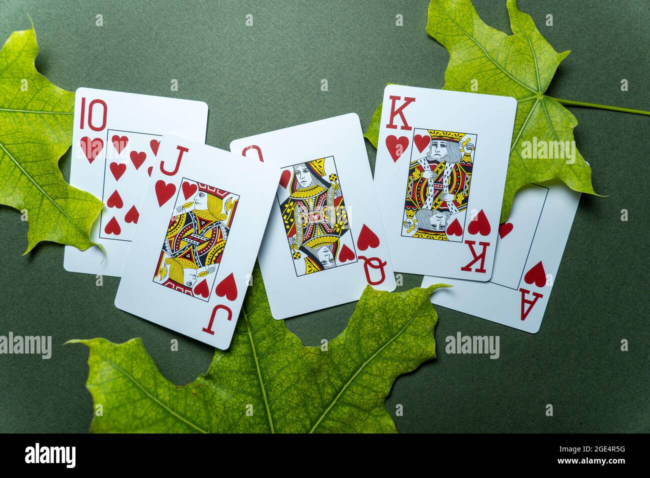 Autumn Poker cards Flash Royal set of Heart Stock Photo - Alamy