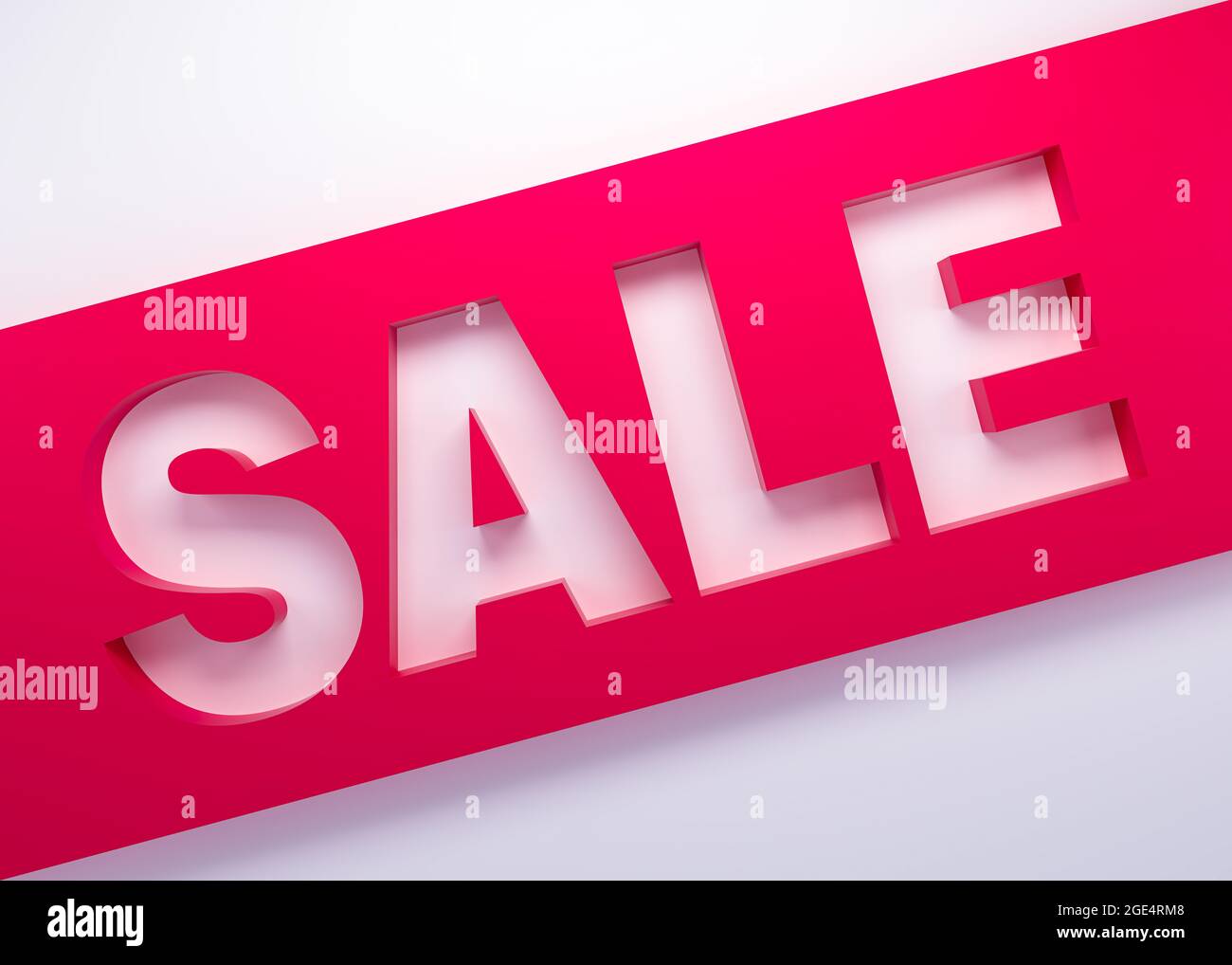 Red and white sale banner background. 3d illustration Stock Photo - Alamy