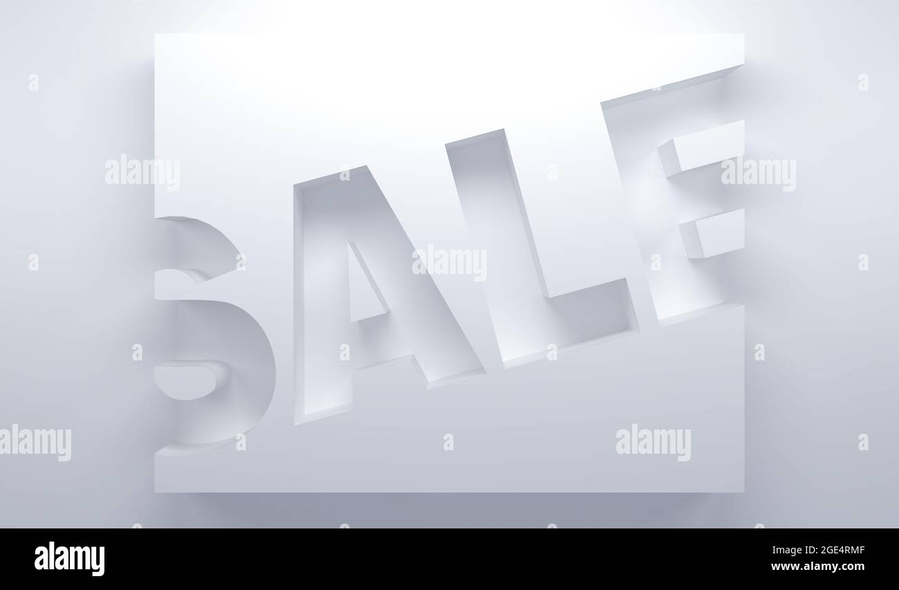 White sale banner background. 3d illustration Stock Photo - Alamy
