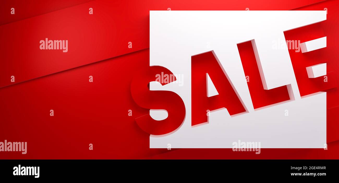 Red and white sale banner background. 3d illustration Stock Photo - Alamy