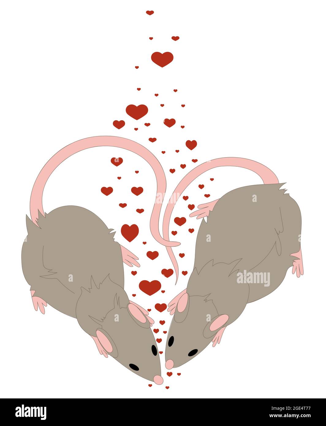 Vector image of rats sitting in the form of a heart contour Stock ...