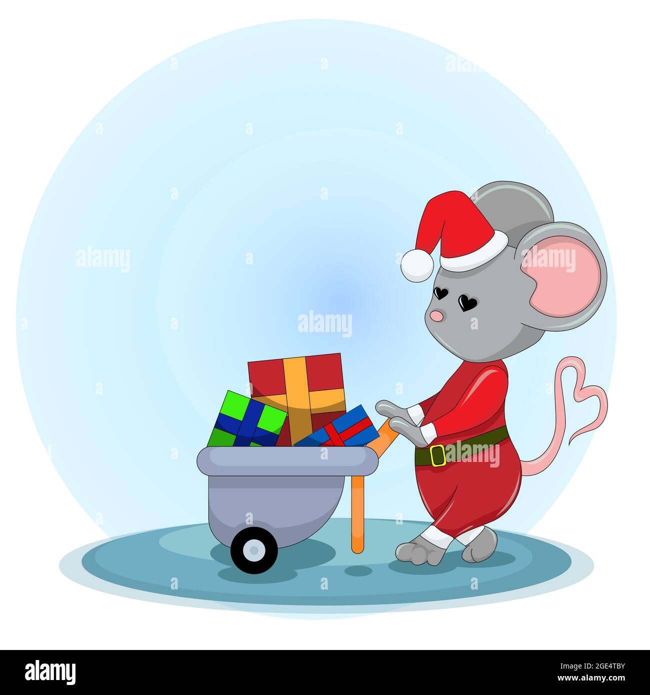 Vector image of a mouse. Series of illustrations. December. A mouse in ...