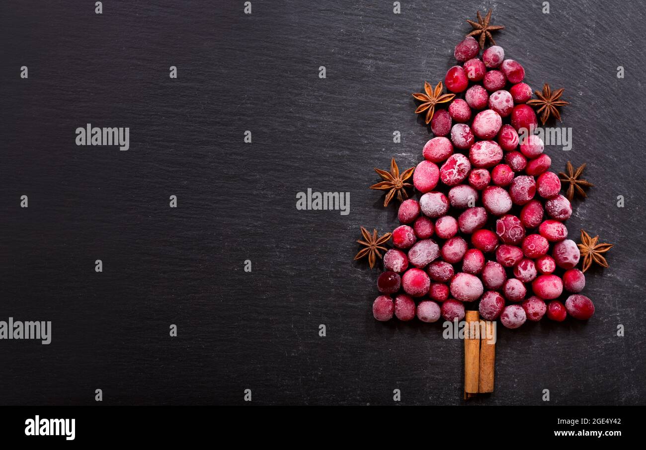 christmas tree made of frozen cranberries, cinnamon sticks and and ...
