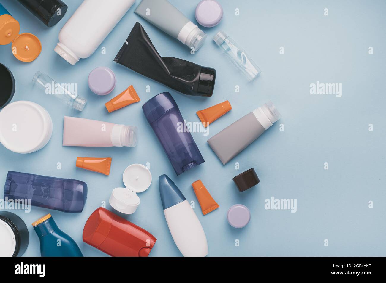 Sorted cosmetic products for recycling. Polyethylene recyclable ...