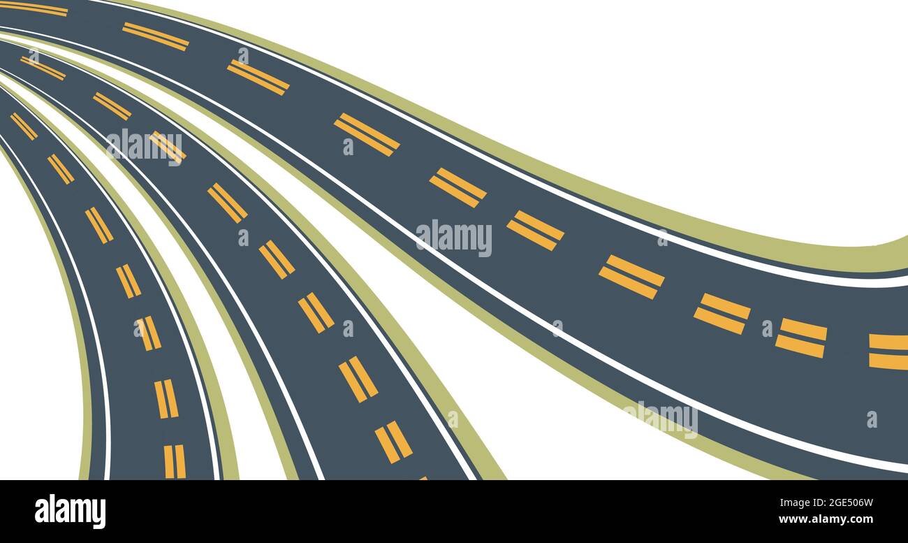 Vector image of a pipeline from a set of paved roads. Cartoon style ...