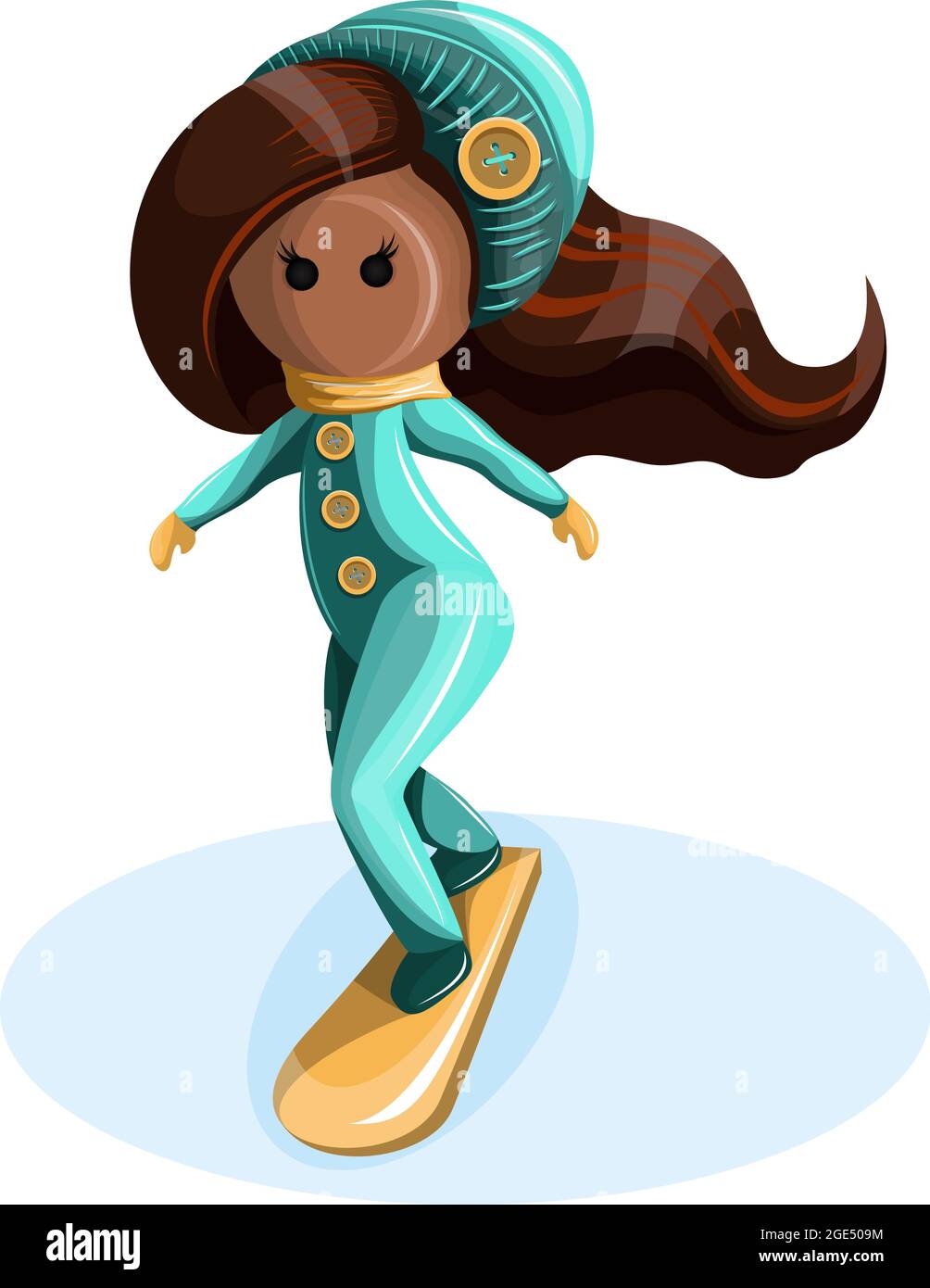 Vector image of a stylized image of a young sports girl on a snowboard ...