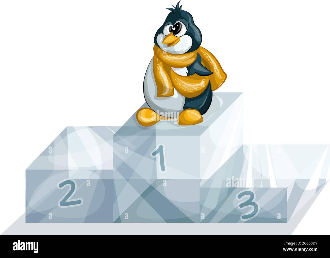Vector image of a penguin who won first place in the competition ...