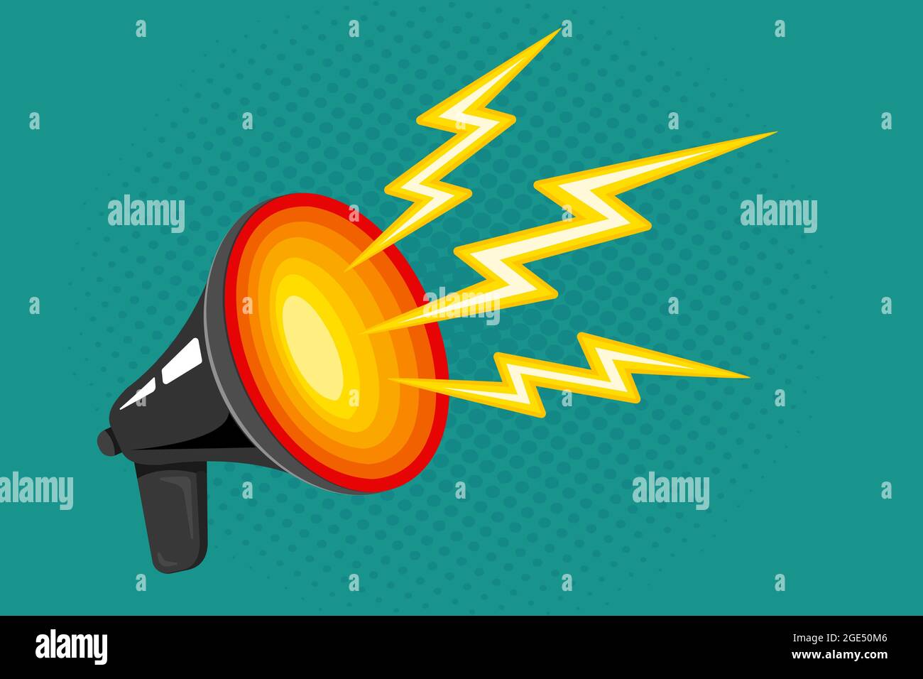 Vector icon of vintage megaphone on abstract background for breaking ...