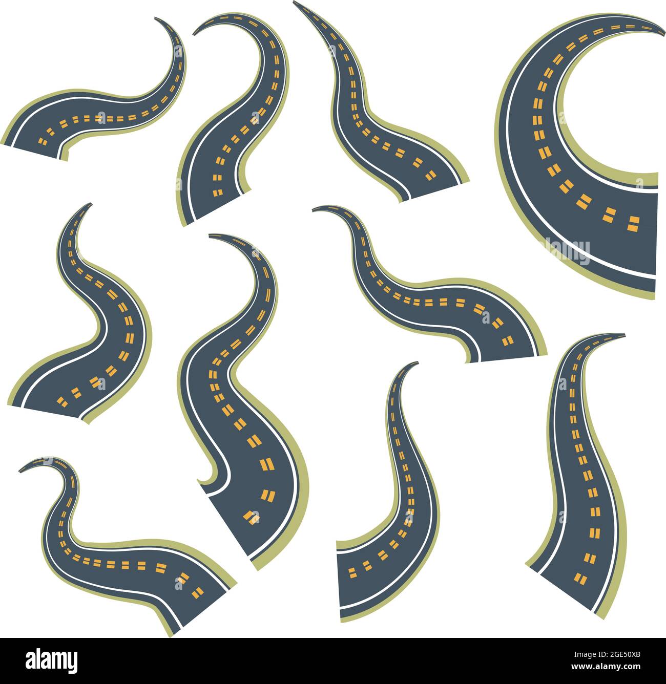 Vector image of a set of asphalt roads. Cartoon style. EPS 10 Stock ...