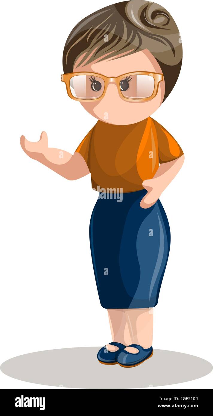 A vector image of a stylized image of a young woman wearing glasses ...