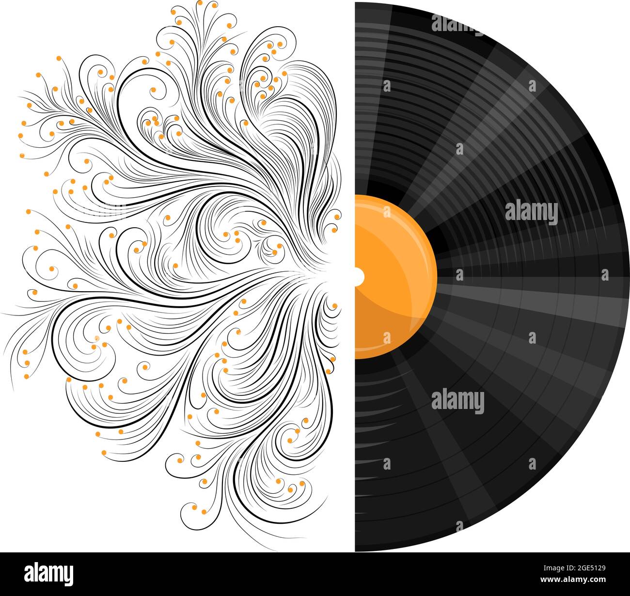 Vector image of a musical record with a pattern or engraving in a ...
