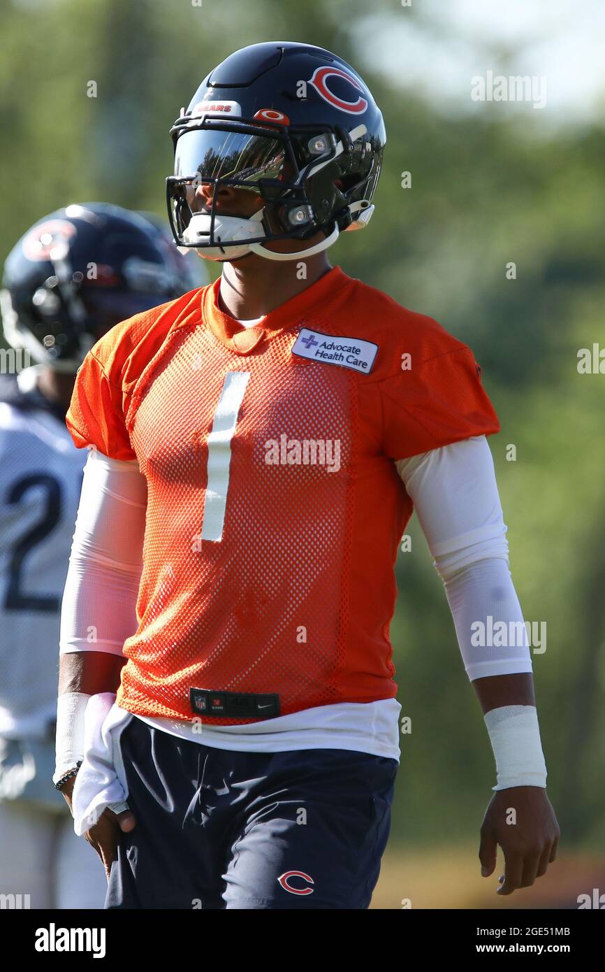Chicago bears quarterback justin fields 1 training camp halas hall hi ...
