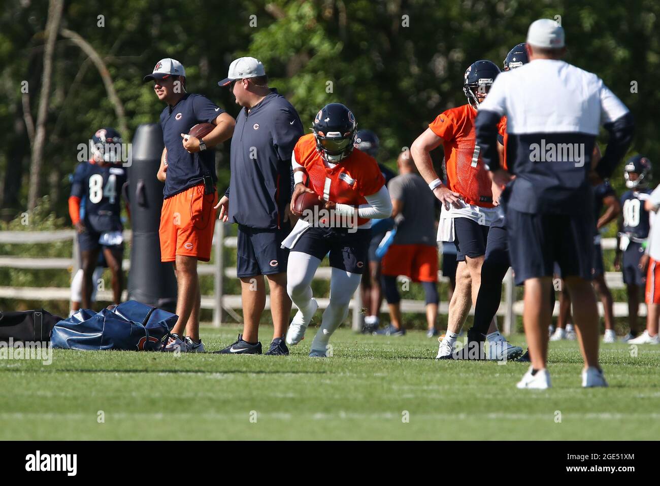 Chicago Bears Quarterback Justin Fields (1) performs a drill during ...