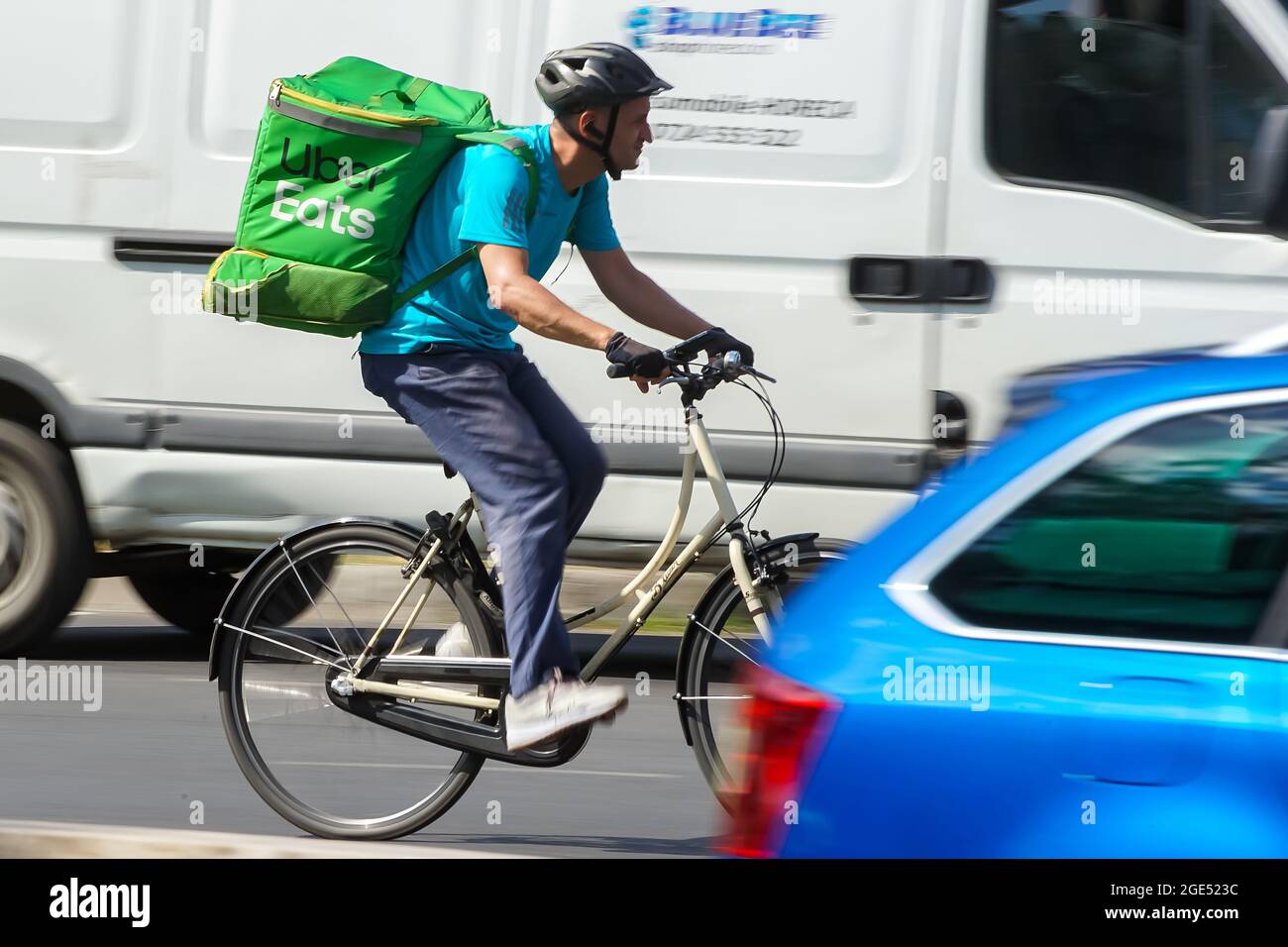 Bucharest, Romania - August 11, 2021: An Uber Eats food delivery ...