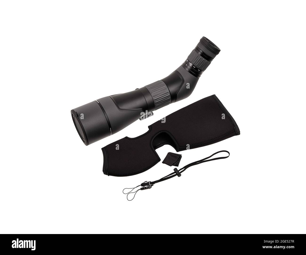 Modern spyglass. Long-range observation device. Monocular isolate on a ...