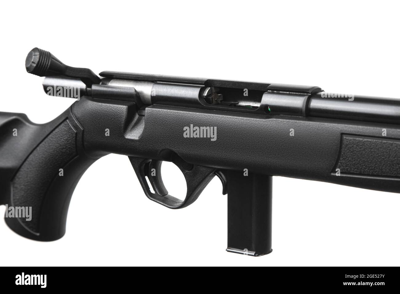 Small-bore bolt rifle in a plastic stock of .22lr. Small rifled weapon ...