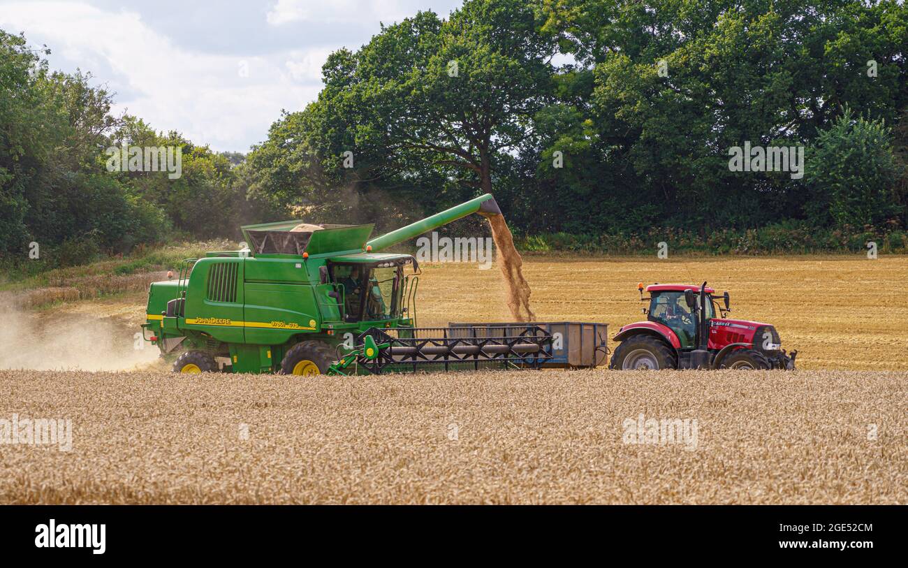 John Deere CTS 9870i combine harvester in action gathering the wheat ...