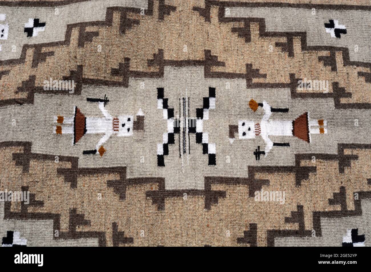 A close up of a handmade Native-American wool rug made by a Navajo ...